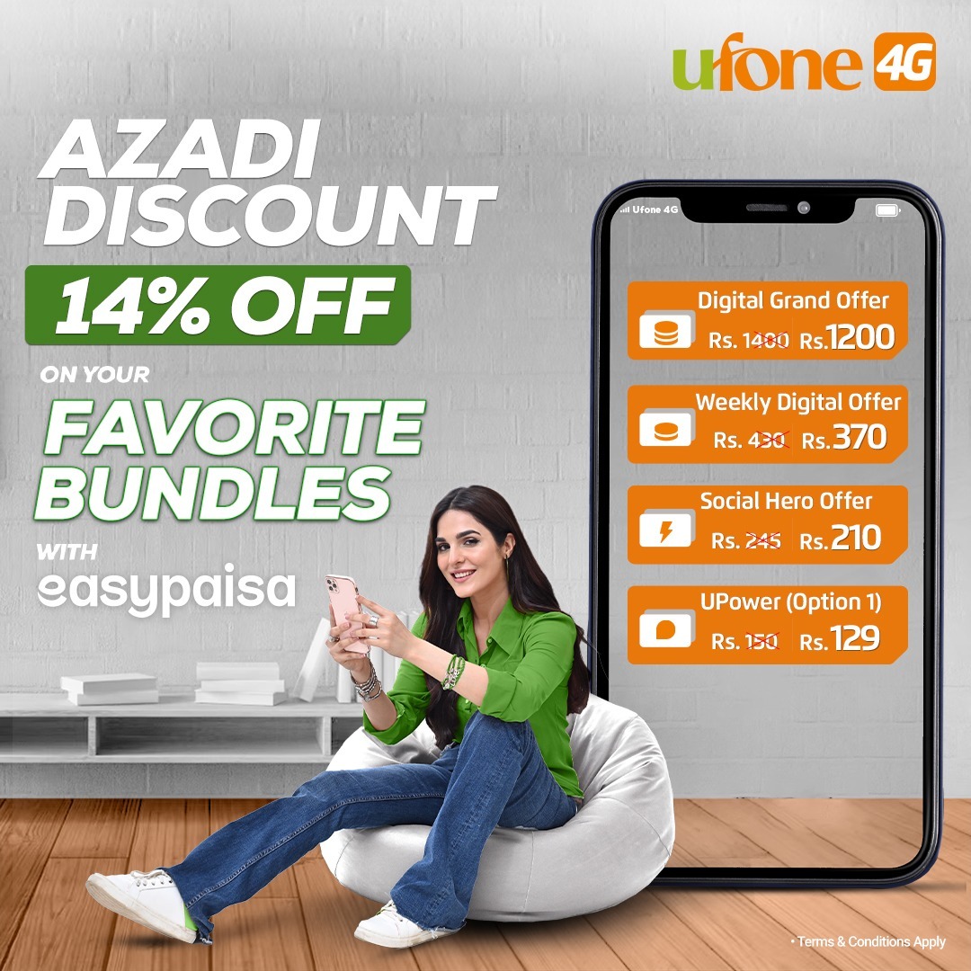 Ufone 4G brings amazing Independence Day Cashback Offer via easypaisa ...